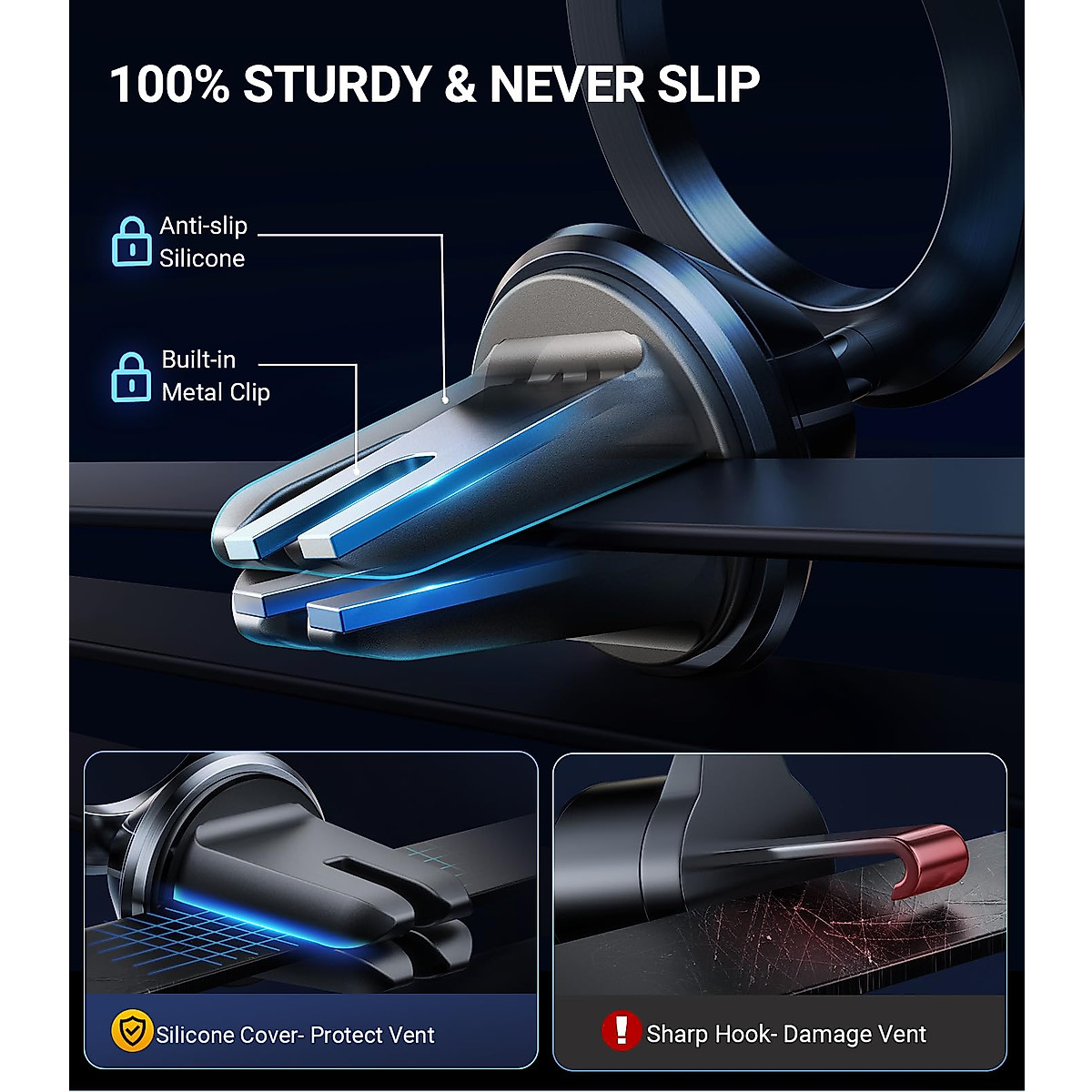 VICSEED for Magsafe Car Mount, [All-Metal] Ultra-Simple Strong Magnetic Phone Holder for Car Vent, 360° Rotation Hands Free Magnet Cellphone Cradle for iPhone 15 14 13 12 Pro Max Mini Plus