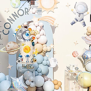 34 PCS Space Cake Toppers Outer Space Astronaut Figurines Planet Satellite Balls and Stars Kids Space Theme Decorations for Birthday Party Supplies Baby Shower (Planet)