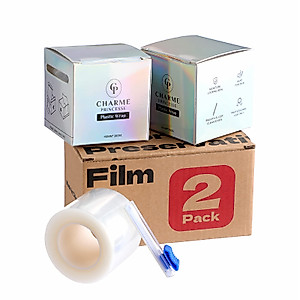 Charme Princesse 2 Pack Disposable Eyebrow Tattoo Plastic Wrap 300 Meters Preservative Film Permanent Eyebrow Makeup Supplies for Eyebrow Lips TA628-2