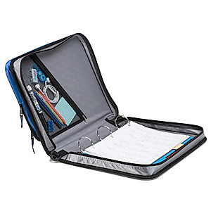 Kinbashi 2-Inch 3 Rings Zipper Binder, Holds 15-Inch Laptop, Handle and Shoulder Strap Included, Blue