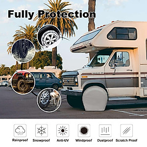 Explore Land Tire Covers 4 Pack - Tough Wheel Protector for Truck, SUV, Trailer, Camper, RV Universal Fits Tire Diameters 26-28.75 inches, Charcoal