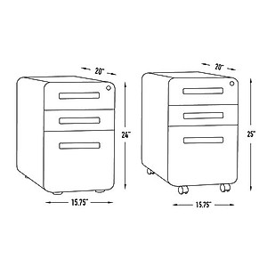 Laura Davidson Furniture Stockpile 3-Drawer Mobile File Cabinet, Commercial-Grade, Pre-Assembled (White/Orange)