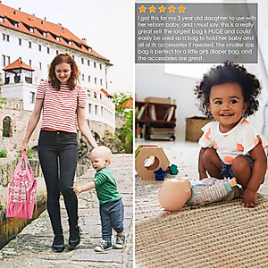 5 Pcs Multifunctional Set Baby Changing Diaper Nappy Bag, Maternity Mummy Handbag, Portable Nappy Basket Storage Organiser, Maternity Baby Bag for Boys Girls(Pink)