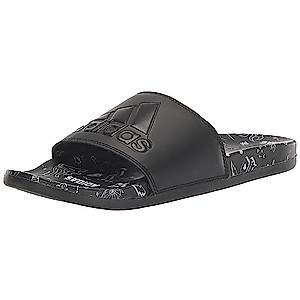 adidas Unisex Adilette Comfort Slide Sandal, Core Black/Core Black/White, 15 US Men