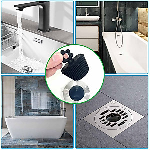 2 Pack Bathtub Stopper, Bathtub Drain Stopper Plug, Universal Silicone Stopper for Bathtub Sink Drains (Black)