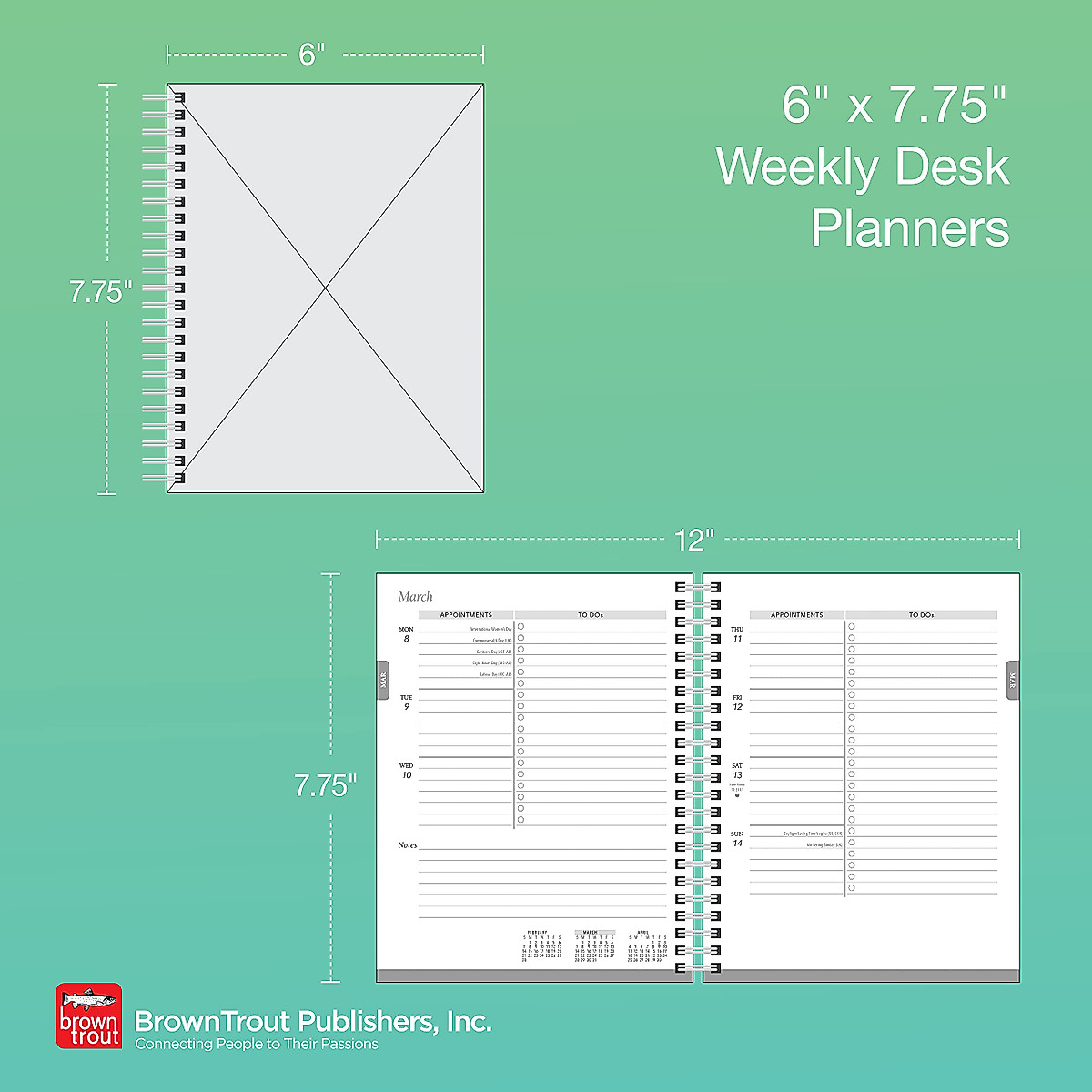 Tuscan Treasure 2022 6 x 7.75 Inch Weekly Desk Planner with Foil Stamped Cover by Plato, Planning Stationery