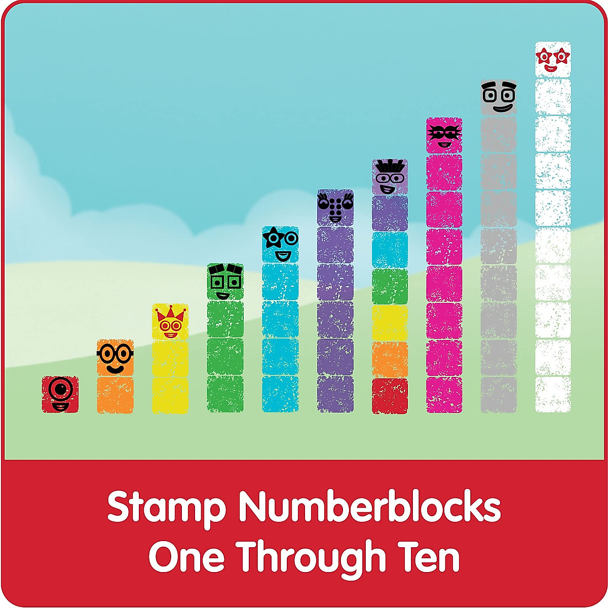 hand2mind Numberblocks Stampoline Park Stamp Activity Set, 20 Kids Stamps, 12 Washable Ink Pads, Number Toys, Preschool Math Toys, Counting Toys, Kids Arts and Crafts, Birthday Gifts for Kids