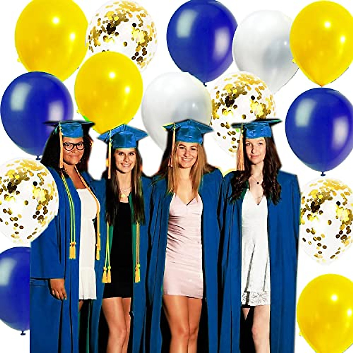 Graduation Party Decorations 2023 Blue and Yellow Balloons/Navy Blue Yellow Gold Party Decorations/Navy Blue Yellow Birthday Decorations 20pcs for Navy Blue Yellow Graduation Party Supplies 2023