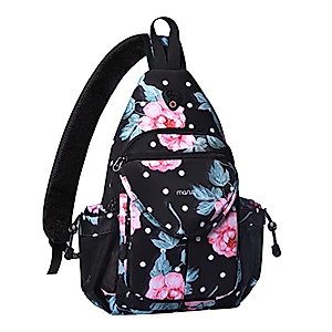 MOSISO Sling Backpack, Impatiens Crossbody Travel Hiking Daypack Chest Bag with Anti-theft Pocket, Black