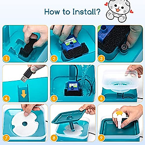 Nobleza Water Fountain for Cats Inside, 2L/67oz Ultra Silent Automatic Cat Water Fountain with 3 Flow Modes, Multi-Layer Filtration Pet Drinking Fountains with Visible Water Level for Cats and Dogs