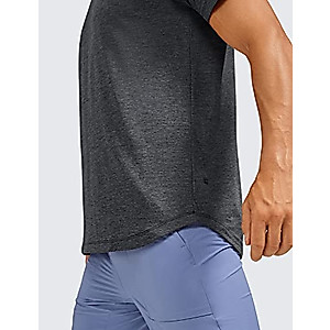 CRZ YOGA Men's Lightweight Short Sleeve T-Shirt Quick Dry Workout Running Athletic Tee Shirt Tops Carbon Heather X-Large