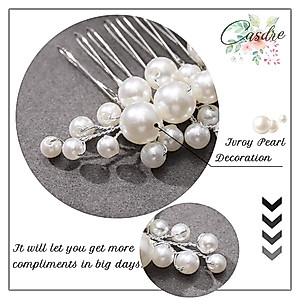 Casdre Pearl Bride Wedding Hair Comb Silver Bridal Side Comb Hair Piece Wedding Hair Accessories for Women and Girls