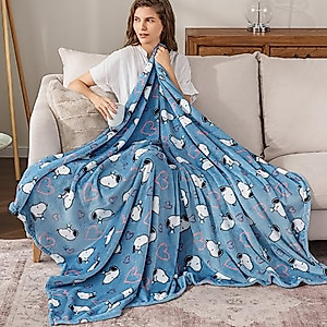 Berkshire Blanket Peanuts® VelvetLoft® Cute Character Snoopy Plush Throw Blanket,Peanuts Snoopys Heart Toss Blue,Throw 55 in x 70 in (Official Peanuts® Product)