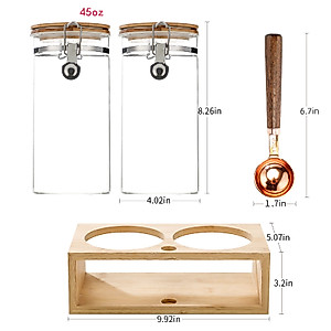 DYDQXCH Coffee Containers for Ground Coffee,2×45oz Coffee Canister with Air Tight Locking Clip,Coffee Beans Jar with Spoon&Shelf for Ground Coffee Sugar Cube Tea