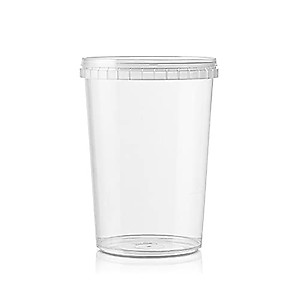 NYHI 32-oz. Round Clear Deli Containers with Lids | Stackable, Tamper-Proof BPA-Free Food Storage Containers | Recyclable Airtight Container for Kitchen Storage, Meal Prep, Take Out | 18 Pack