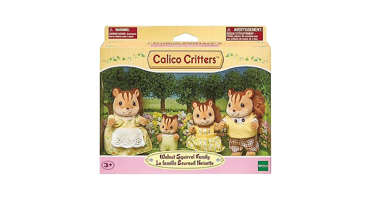 Calico Critters Walnut Squirrel Family - 4 Figures Set