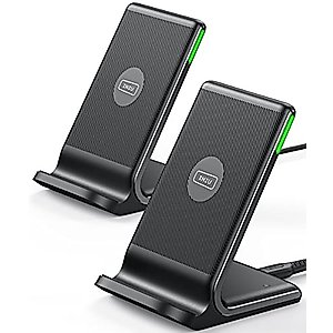 Wireless Charger, INIU [2 Pack] 15W Qi-Certified Fast Wireless Charging Stand with Sleep-Friendly Adaptive Light Compatible with iPhone 14 13 12 11 Pro XR XS X Plus Samsung Galaxy S21 S20 Note 20 etc