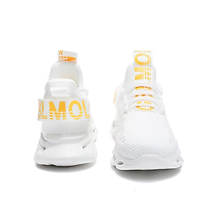 GSLMOLN Spring Summer Running Shoes Fashion Mesh Ultra Lightweight Sport Gym Sneaker Mens Slip-On Casual Shoes for Walking White Size 10.5