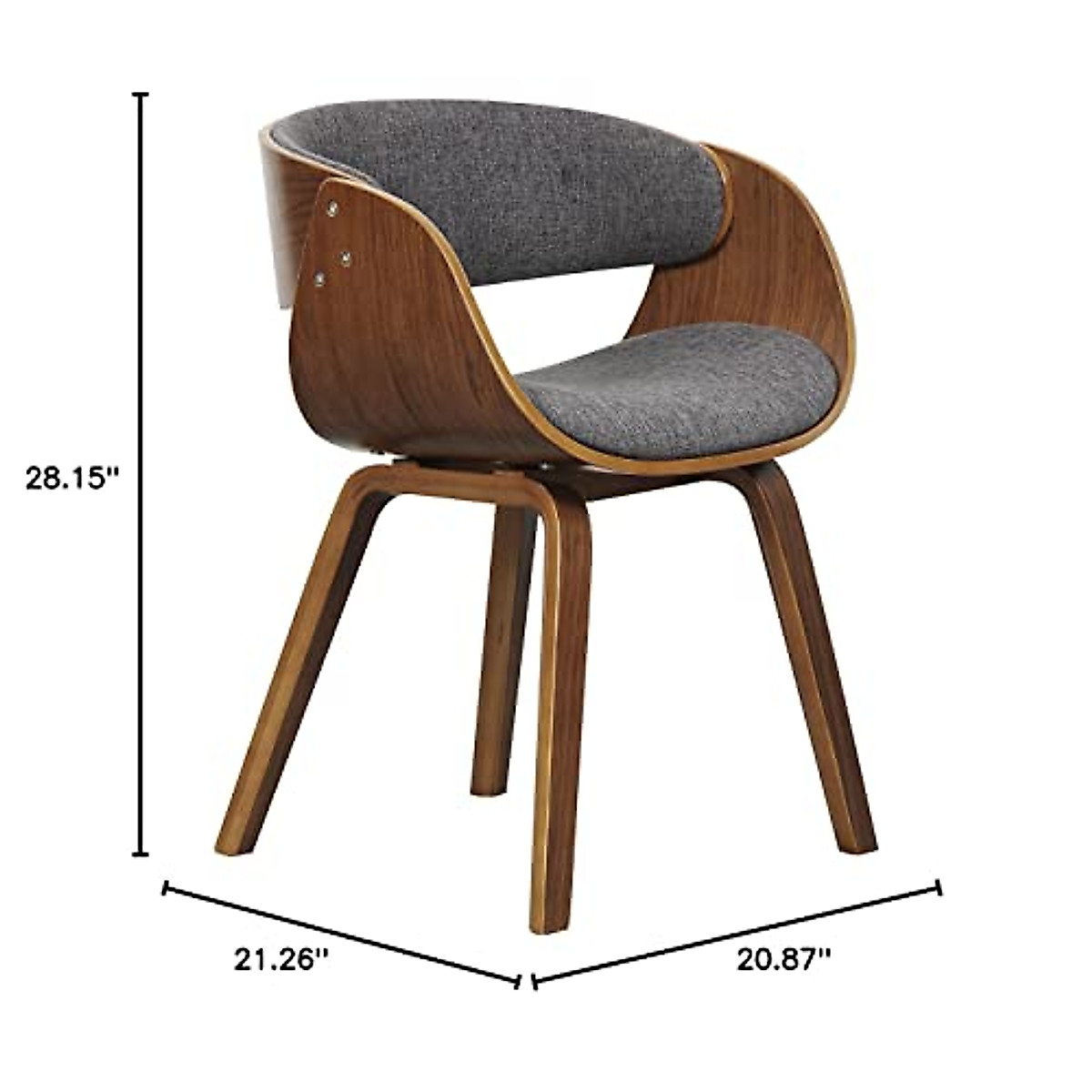 Porthos Home Charleston Side Chair with Solid Wood Construction, upholstered Linen-Like Fabric, Polished bentwood Frame, Grey