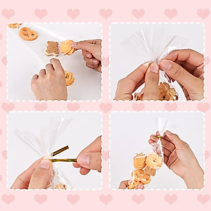 VGOODALL 200PCS Cone Cellophane Bags, 6.3 x 11.8 Clear Treat Bags for Popcorn Candy Bags, Triangle Party Gift Bags with ties for Christmas party, Wedding, Brithday, Pop Gift Candy Buffet Supplies