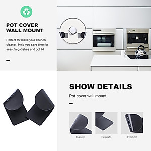 Cabilock 5 Pairs Pot Lid Rack Wall Mounted Adhesive Pan Pot Cover Storage Rack Shelf Chopping Board Holder Drain Rack for Kitchen Home Black