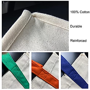 ELYEEBLEE 3 Pack Reusable Canvas Grocery Shopping Tote Bags with Side Pockets