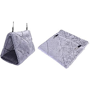 Bird Nest House Shed Hut Hanging Hammock and Comfort Corner Fleece Bird Blanket, Parrot Cage Snuggle Hut Warm Plush Bedding,Small Animals Shelter Plush Bedding for Parakeet Cockatiel Pigeon (S)