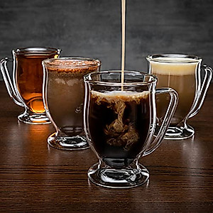 Kitchen Kite Double Wall Glass Coffee Mugs - 11oz Dishwasher & Microwave Safe Clear Mugs Set of 4 - Insulated Design, Ideal as Cups for Tea, Latte, Cappuccino, Nespresso, Hot & Cold Beverages