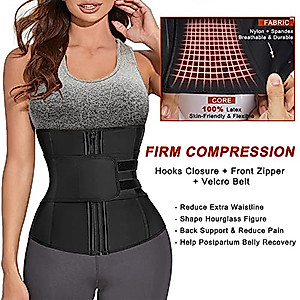 CYDREAM Women Latex Waist Trainer Belt Waist Cincher Trimmer Sport Girdle Corset Tummy Control Body Shaper Slim Belly Band (XX-Large, Black)