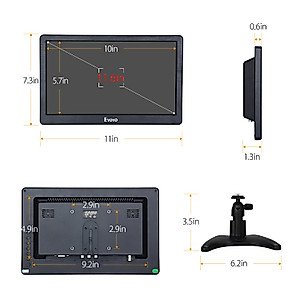 Eyoyo 12 inch HD 1920x1080 IPS LCD HDMI Monitor Screen Input Audio Video Display with BNC Cable for PC Computer Camera DVD Security CCTV DVR Home Office Surveillance