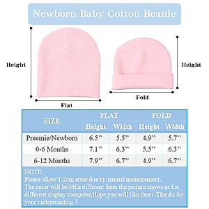 Zsedrut Spring Infant Hospital Beanie Newborn Baby Girls Cotton Turban Hat Tolddler Boy Soft Double-Layer Hat(Preemie/Newborn,White+Pink+Gray+Beige)