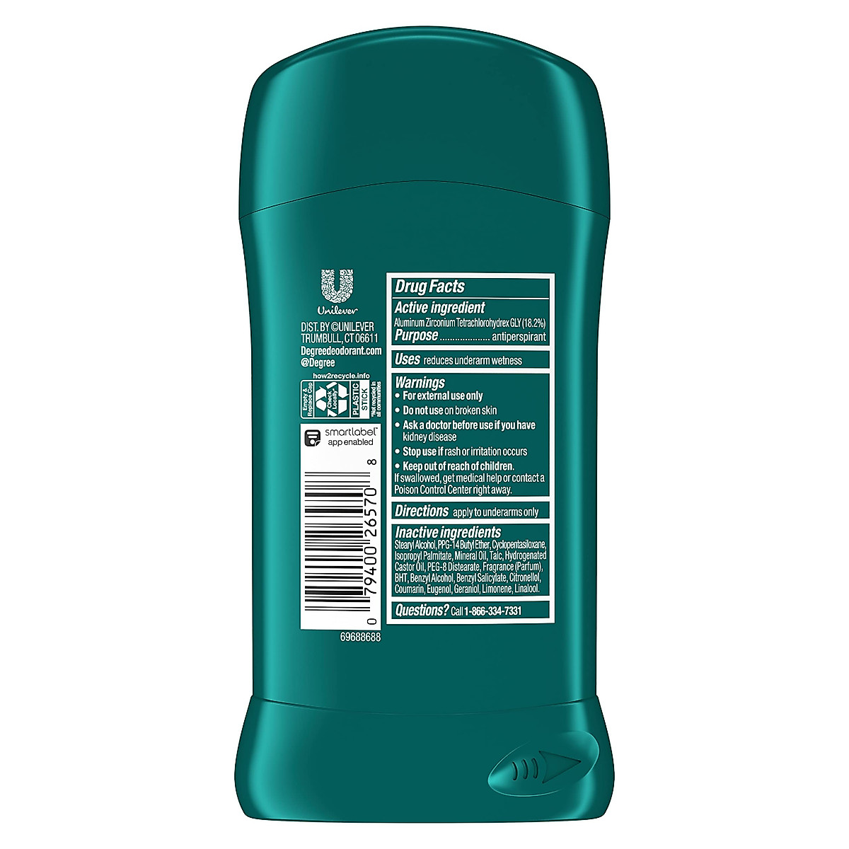 Degree Men Original Antiperspirant Deodorant for Men, Pack of 4, 48-Hour Sweat and Odor Protection, Sport 2.7 oz