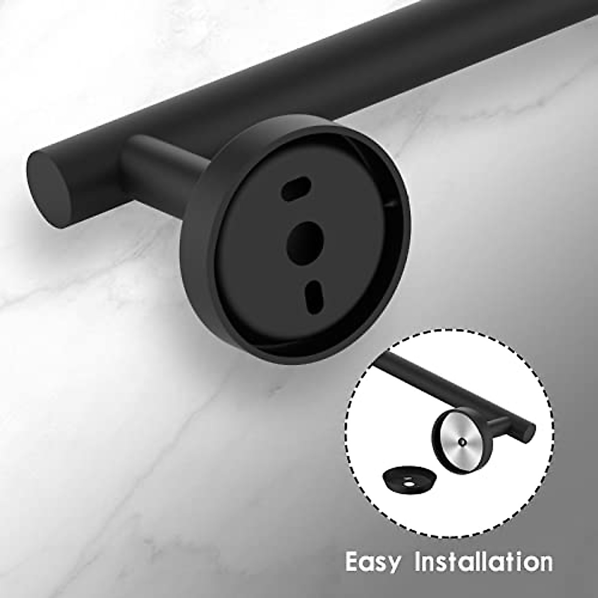 Newfun 24 Inch Matte Black Bathroom Towel Bar,2Pcs Towel Racks for Bathroom Rod Classic SUS304 Stainless Steel Bathroom Towel Holder Wall Mounted
