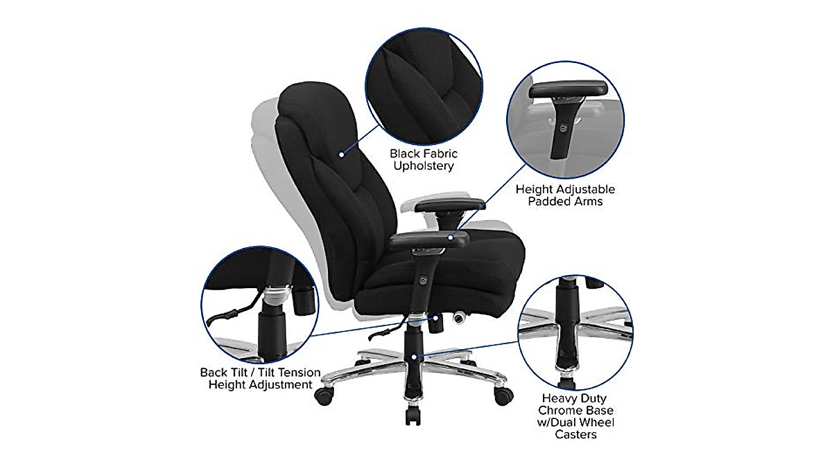 Heavy Duty Executive Office Chair - 24/7 Support for Larger Professionals