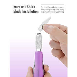 FantastiCAR Craft Knife Precision Cutter Hobby Knife Blades Set (30pcs) for Art Work, Scrapbooking, Stencil, Architecture Modeling, Wood Leather Working (Purple)