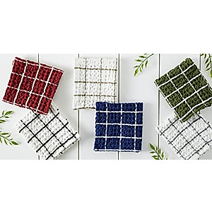 DII Washed Waffle Collection Oversized Preshrunk Ultra Absorbant, Dishcloth Set, 12x12, Gray, 6 Piece