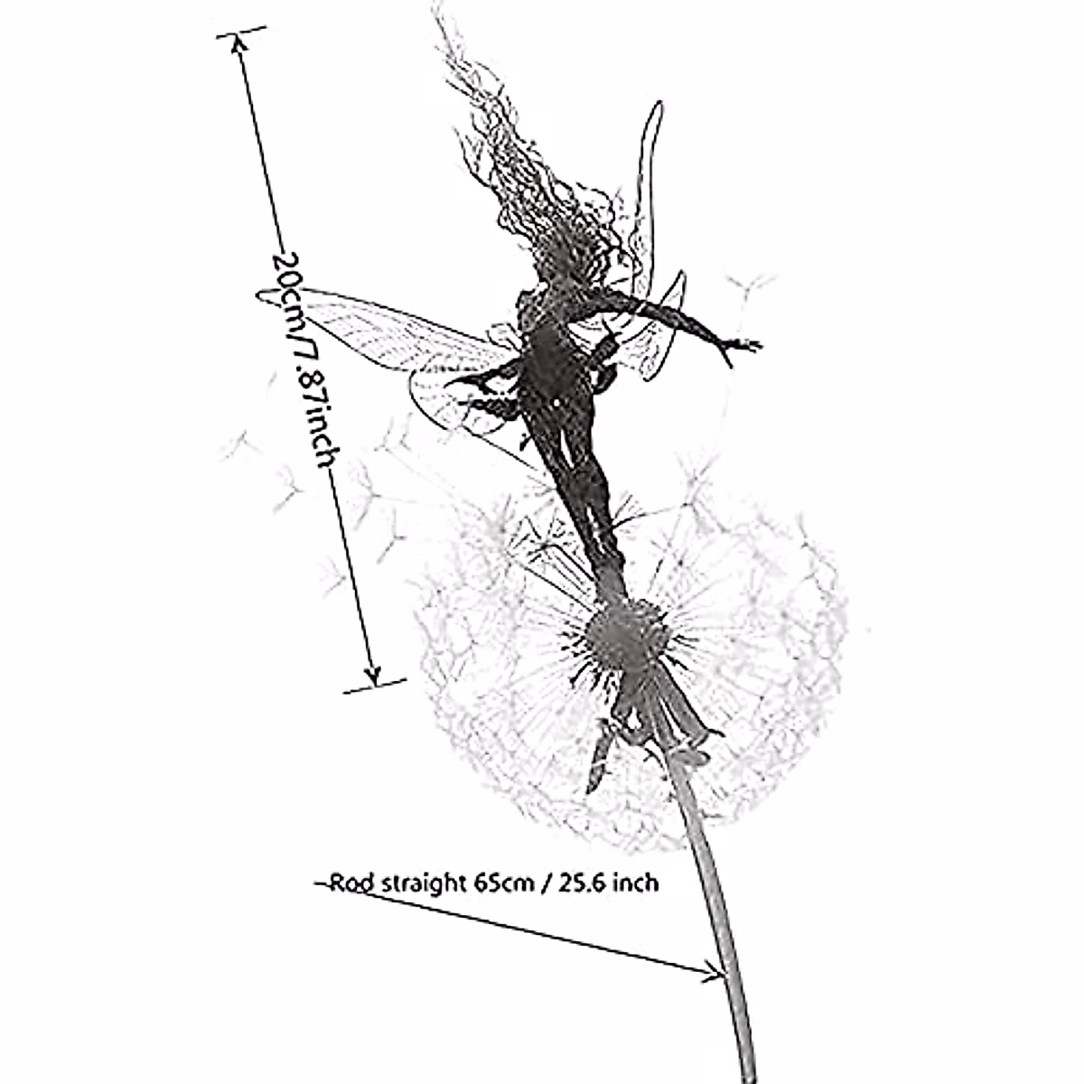 BDRKCC Fairies Dandelions Garden Art Sculpture Dance Yard Decorations Stainless Steel Garden Fairy Ornaments Garden Dandelion for Outdoor Decoration Metal