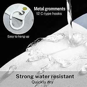 LQCOOL 4Pcs Dark Blue Gradient Shower Curtain Set,Golden Cubic Lines Bathroom Set Texture Bathroom Decor Set Modern Art Bath Accessories with Mats