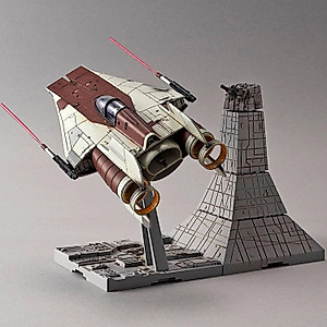 Revell (Bandai Original 01210 Star Wars A-Wing Starfighter 1:72 Scale Unbuilt/Pre-Coloured/Clip-Together (Non-Glue) Plastic Model Kit with Display Base