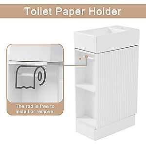 Beardslee 18.6" Bathroom Vanity, Small Narrow Bath Vanity with Sink Combo, Bathroom Vanity Cabinet with Two-Tier Shelf, Left or Right Orientation, White Ceramic Vessel Sink for Small Space