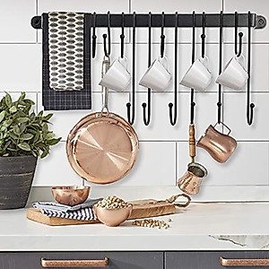 N/C Wall Mounted Coffee Mug Holder｜Coffee Cup Rack with 12 Detachable Hanging Hooks for Kitchen Organizer and Storage, Mug and Cup Display Hanger