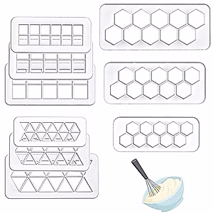 9 Pcs Cookie Cutter Plastic Cake Fondant Cutter Hexagons Cake Decorating and Squares Cake Molds for Baking