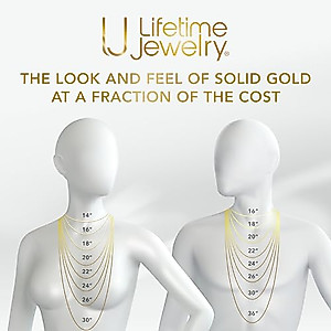 LIFETIME JEWELRY Miami Curb Square Cut Cuban Link Chain Necklaces 24k Gold Plated (5mm & 9.5mm) (24 inches, 9.5mm, Gold)