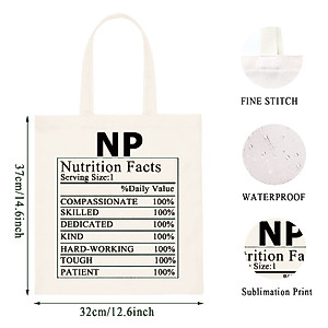 WCGXKO NP Gift Nurse Practitioner Gift NP Nutrition Facts Nurse Tote Bag Medical School Graduation Gift (NP tote)