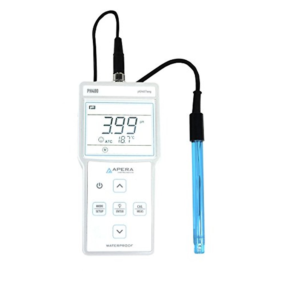 Apera Instruments PH400 Portable pH Meter Kit with Pre-mixed Buffers, 0.01 pH Accuracy, 0-14.00 pH Measuring Range, 3-Point Auto Calibration, 3' Probe