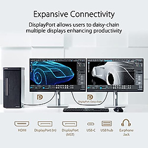 ASUS ProArt Display 27” 4K HDR Professional Monitor (PA279CRV) - IPS, UHD (3840 x 2160), 99% DCI-P3/Adobe RGB, ΔE < 2, Calman Verified, USB-C PD 96W, DisplayPort, Daisy-Chain, Height Adjustable
