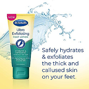 Dr. Scholl's Ultra Exfoliating Foot Lotion Cream with Urea for Dry Cracked Feet Heals and Moisturizes for Healthy Feet, 3.5 Ounce