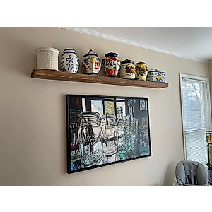 Joel's Antiques |48 inch Floating Shelves for Wall | Natural Wood, Easy Install | Heavy Duty Rustic Book Shelves | Bathroom, Kitchen, Living Room | 2 inches Thick | 6 inches deep | Medium Brown