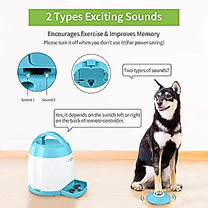 PETGEEK Automatic Dog Feeder Toy, Interactive Dog Puzzle Toys Treat Dispensing, Electronic Dog Food Dispenser Remote Control, Safe ABS Material Pet Toy for All Breeds of Dogs, Blue Color