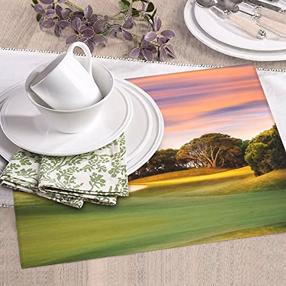 Golf Course Printed Drying Mat For Kitchen Ultra Absorbent Microfiber Dishes Drainer Mats Non-Slip Silicone Quick Dry Pad - 18 X 16inch